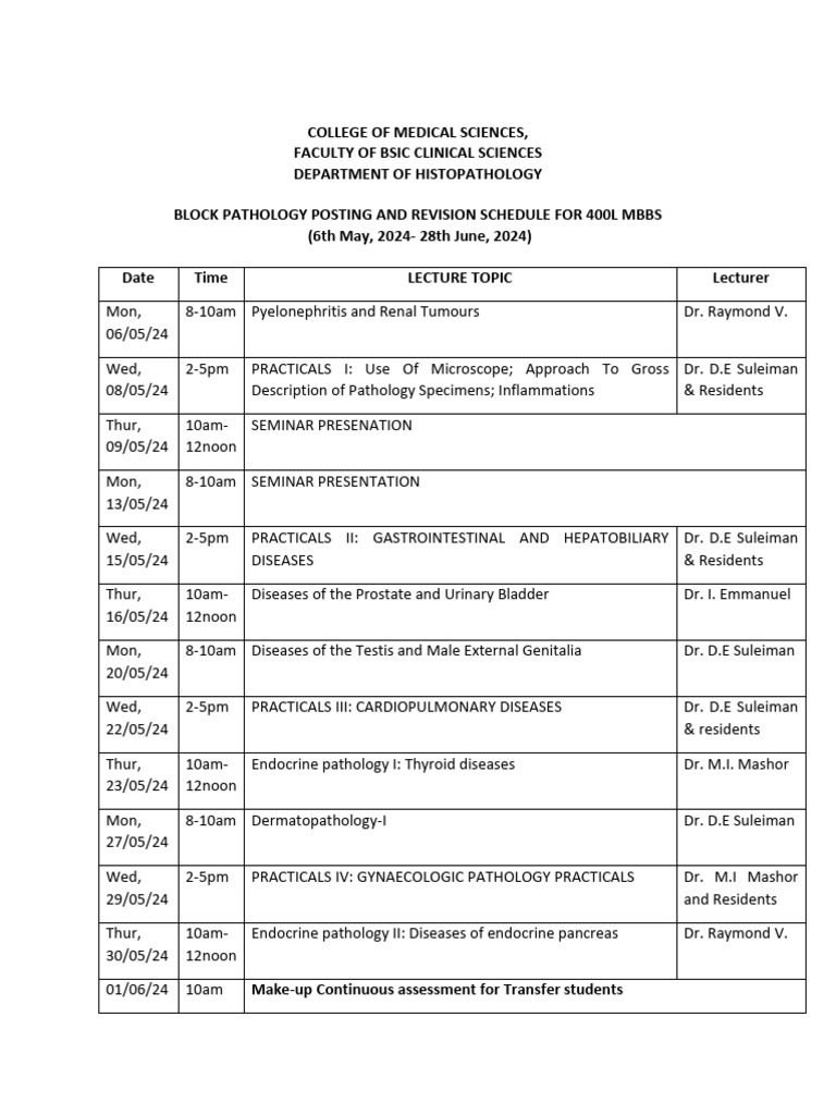 Block Pathology Posting Lectures | PDF | Pathology | Causes Of Death