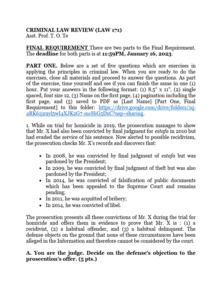 CrimLawRev Final Requirement 2022 | PDF | Law Enforcement | Crime & Violence
