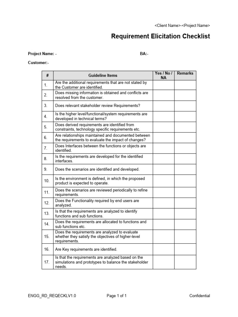 Requirement Elicitation Checklist | PDF | Software Engineering ...