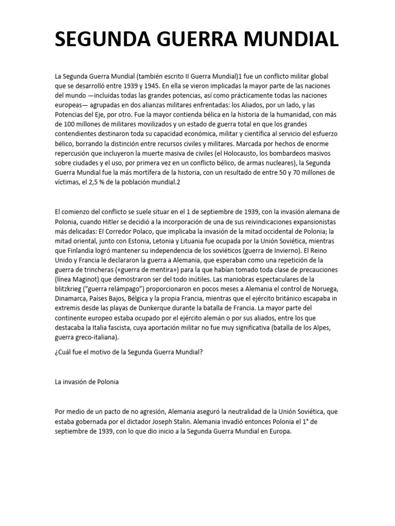 La Segunda Guerra Mundial | PDF | Segunda Guerra Mundial | Aliados de ...