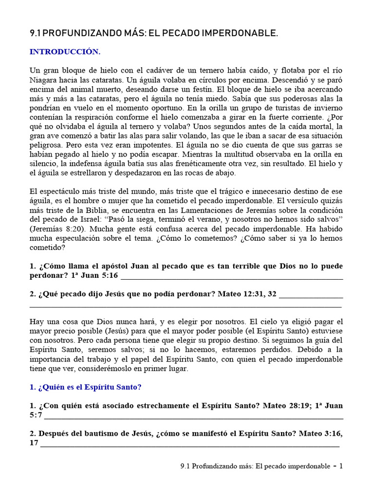 71 9 - 1 Profundizando Más - El Pecado Imperdonable | PDF | Pecado ...