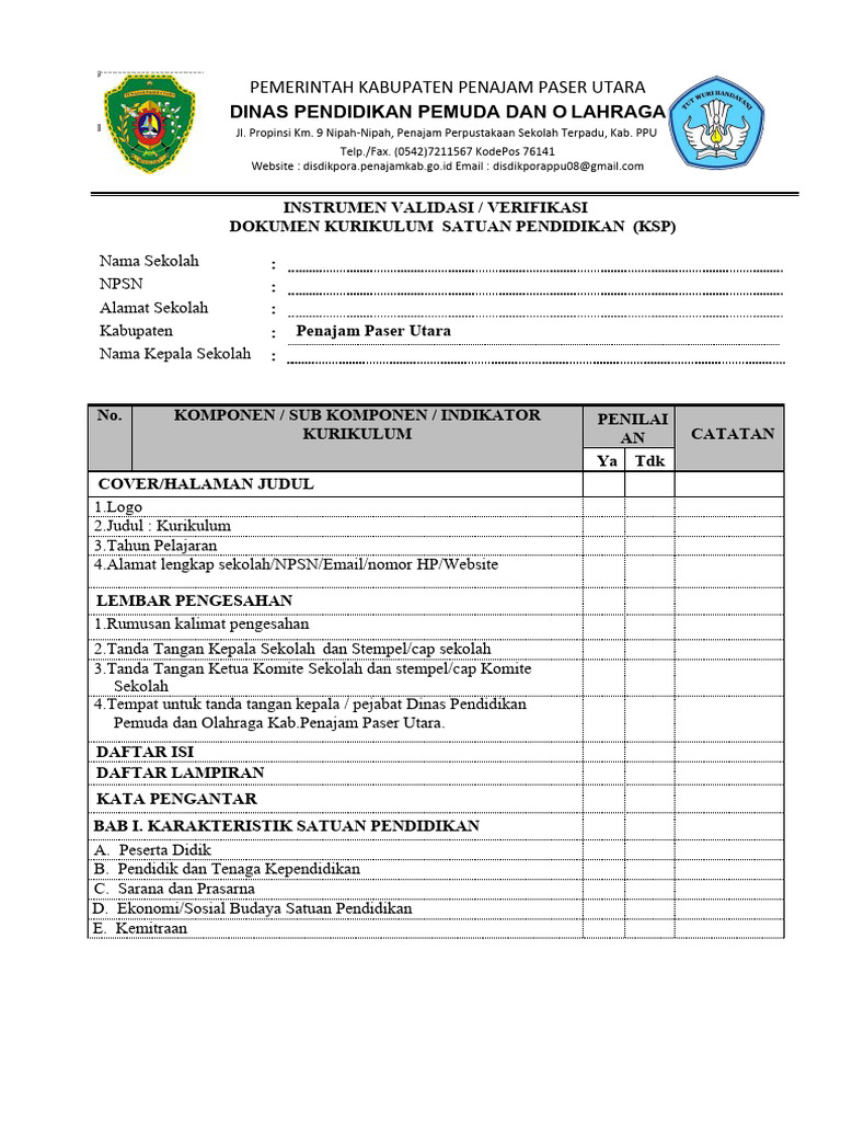 Instrumen Validasi KSP Kab - Ppu | PDF