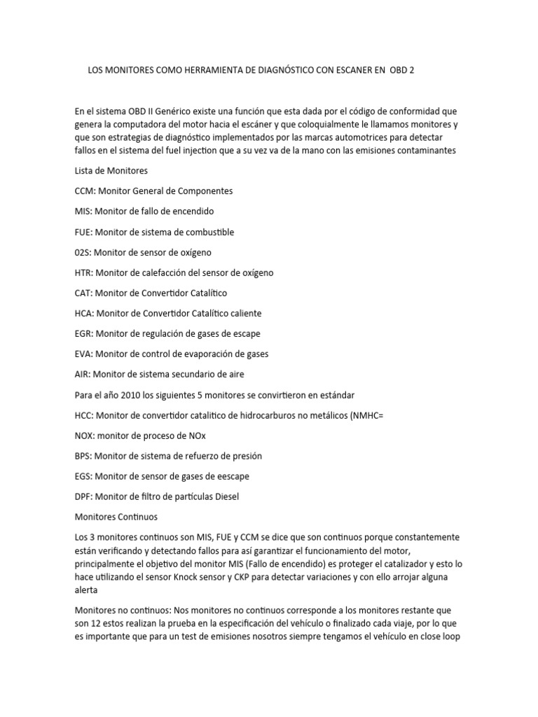 Monitores OBD II: Diagnóstico de Emisiones | PDF