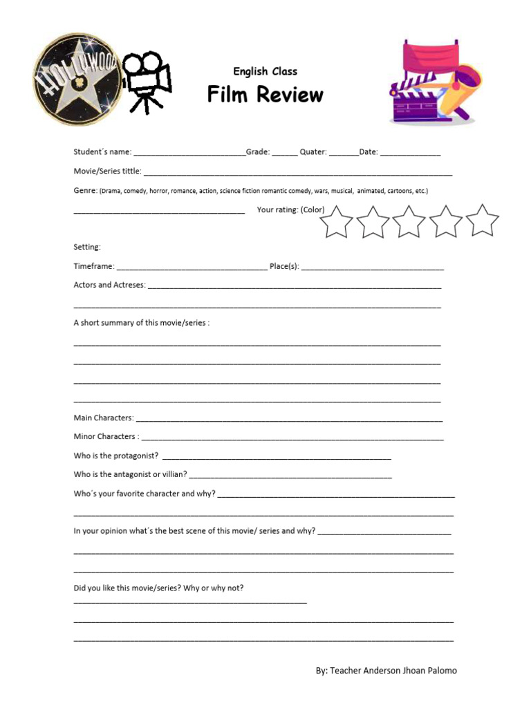 Film Review Template for Students | PDF | Games & Activities