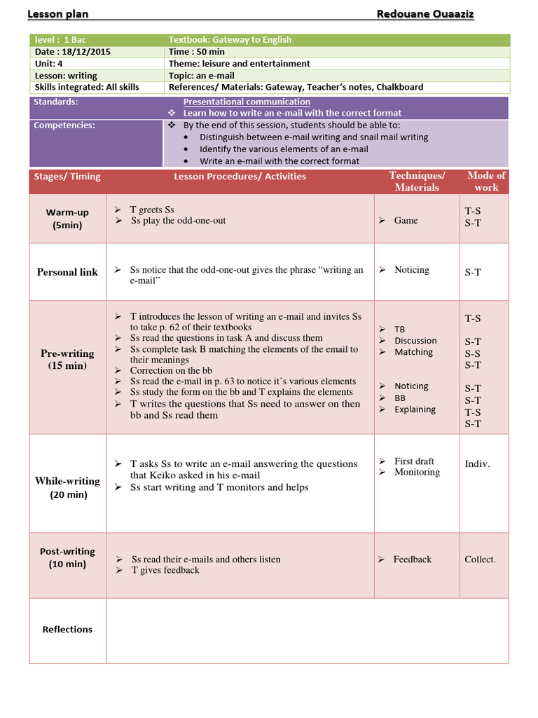 Writing Emails for 1 Bac Students | PDF | Communication | Human ...
