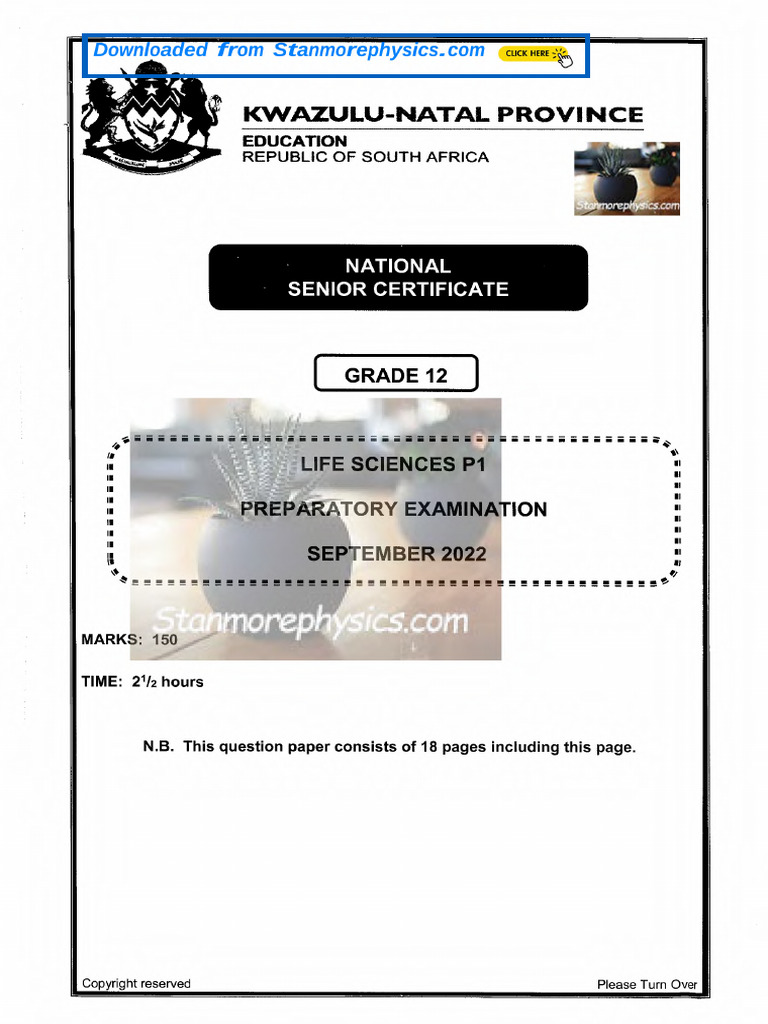 Life Sciences Grade 12 SEPT 2022 P1 and Memo | PDF