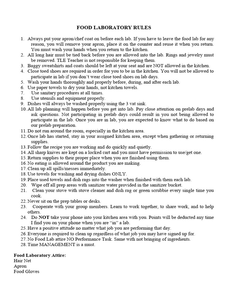 Food Lab Rules | PDF | Kitchen