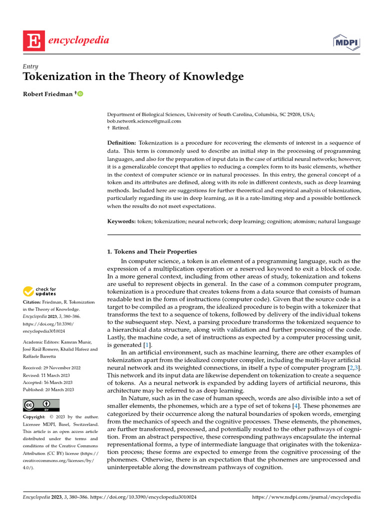 Tokenization in The Theory of Knowledge | PDF | Deep Learning | Knowledge