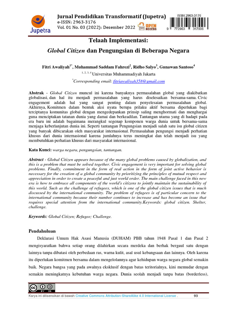 18 Telaah Implementasi Global Citizen Dan Pengungsian Di Beberapa Negara | PDF