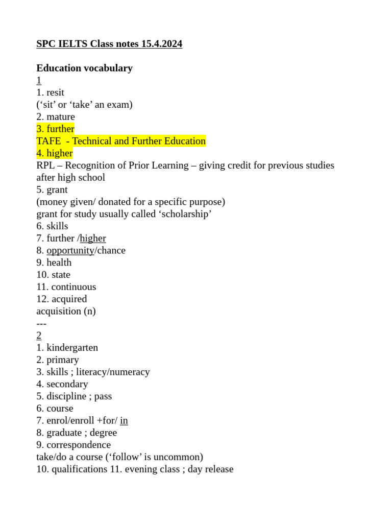 SPC IELTS 15.4.2024 Class Notes | PDF | Science | Knowledge