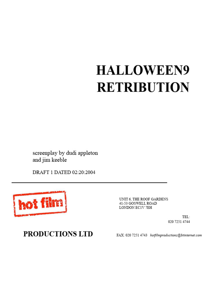 2004 Halloween 9 Retribution Unused Draft | PDF