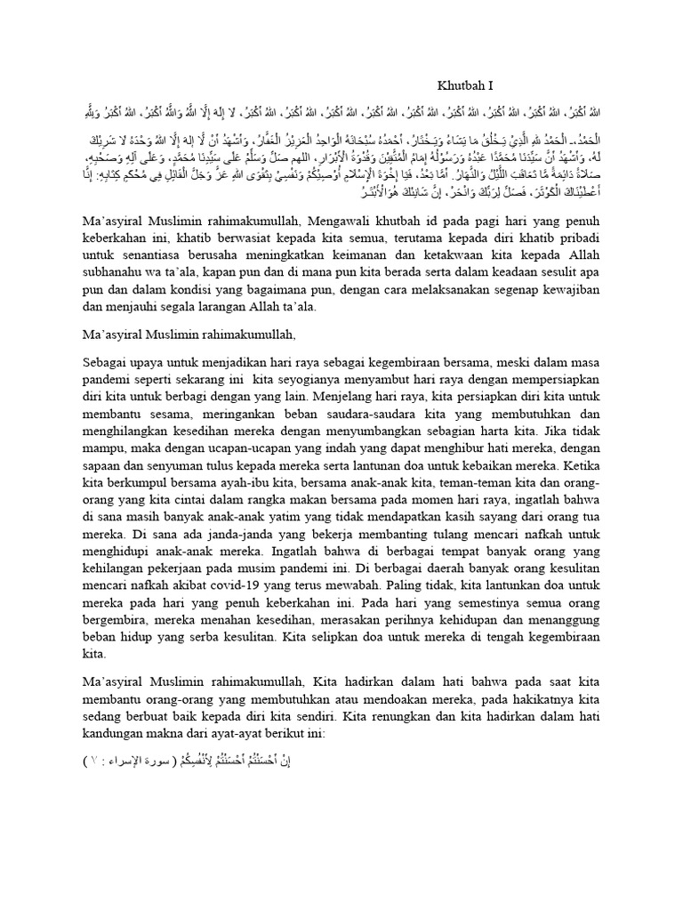 Khutbah Idul Adha 1442 | PDF | Agama & Spiritualitas