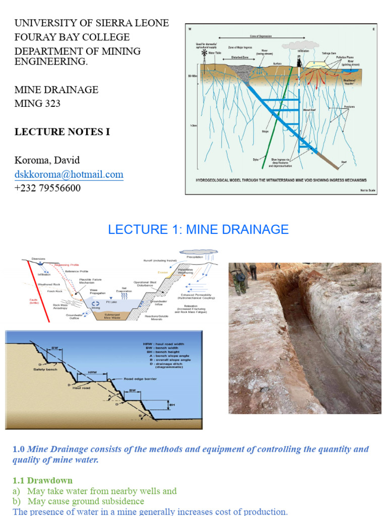 Mine Drain Notes 1 | PDF | Aquifer | Groundwater