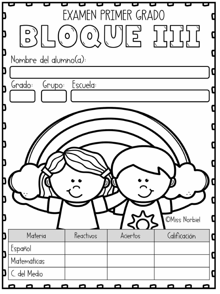 Examen primer grado_bloque III | PDF