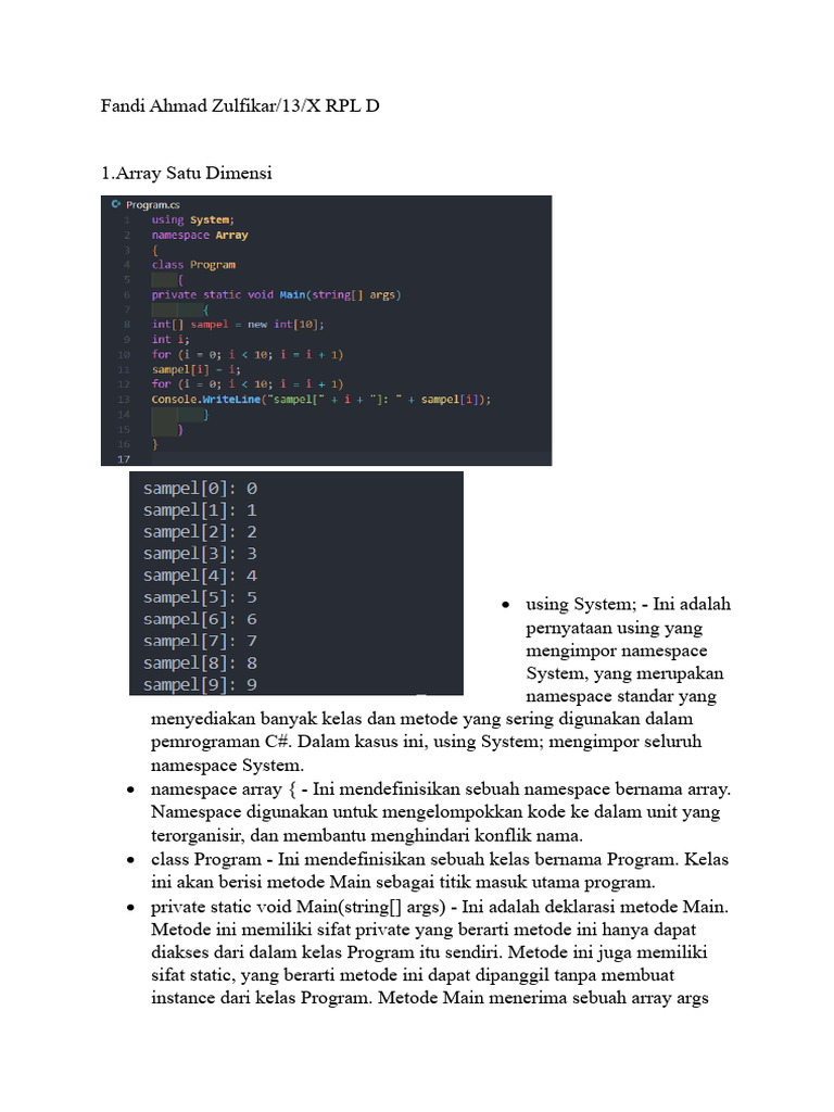 Panduan Lengkap Array dalam C# | PDF