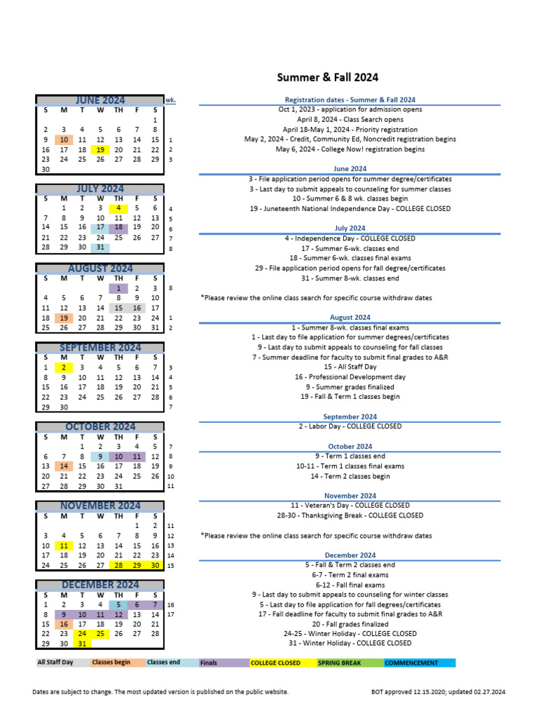 2024-2025 AHC Academic Calendar BOT Approved 12.15.2020 Updated 02.27. ...