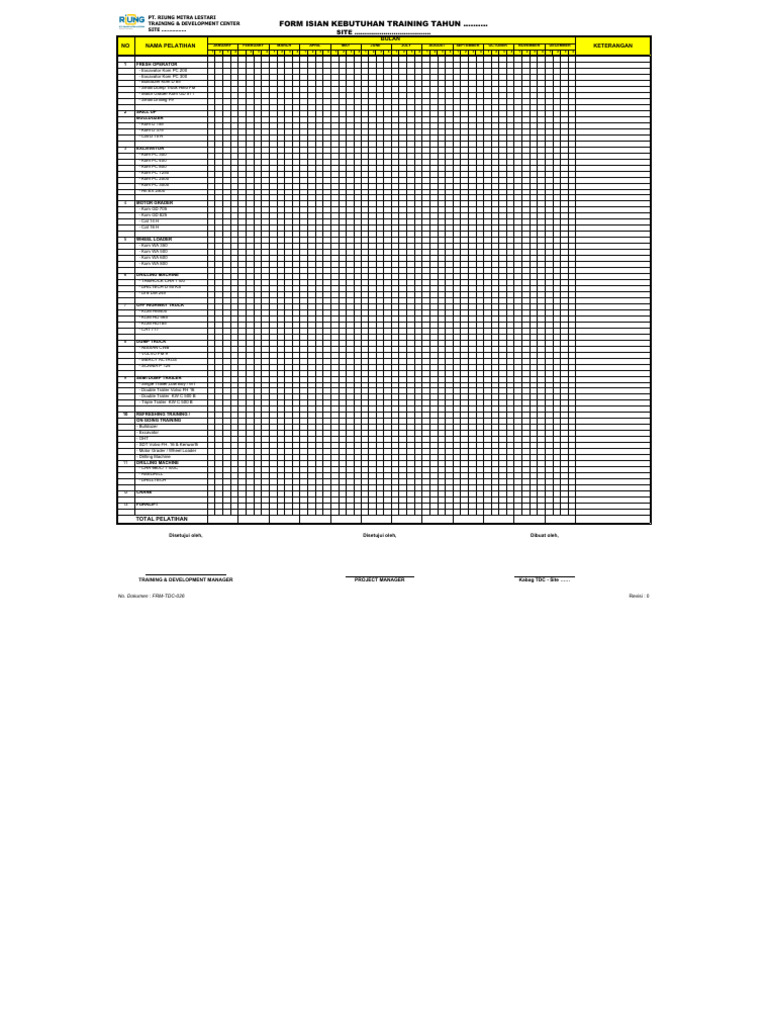 EL03.26 - Form Isian Kebutuhan Training | PDF | Construction Equipment | Heavy Equipment
