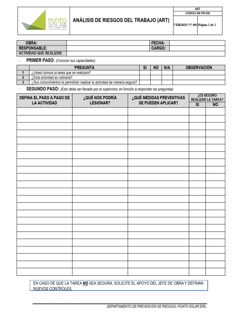 An-Pr-036 - Análisis de Riesgos Del Trabajo | PDF