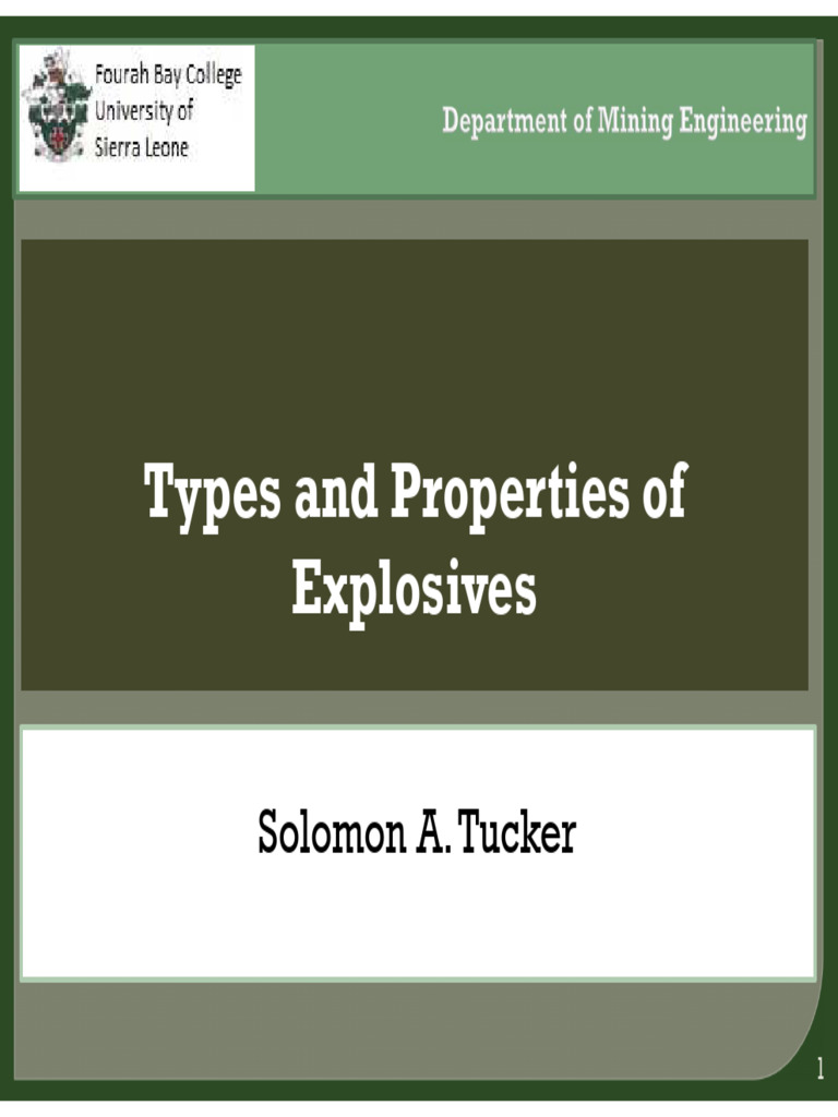 Mine 325 Lecture 2 - Types and Properties of Explosives | PDF | Density ...