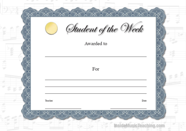 Student of the Week Award Template | PDF