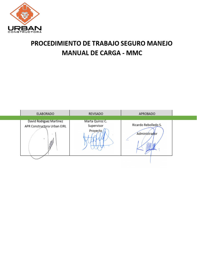 PTS MANEJO MANUAL DE CARGA Constructora RARS EIRL. | PDF | Riesgo ...