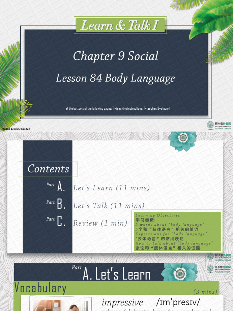 Lesson 84 Body Language | PDF | Vocabulary | Body Language
