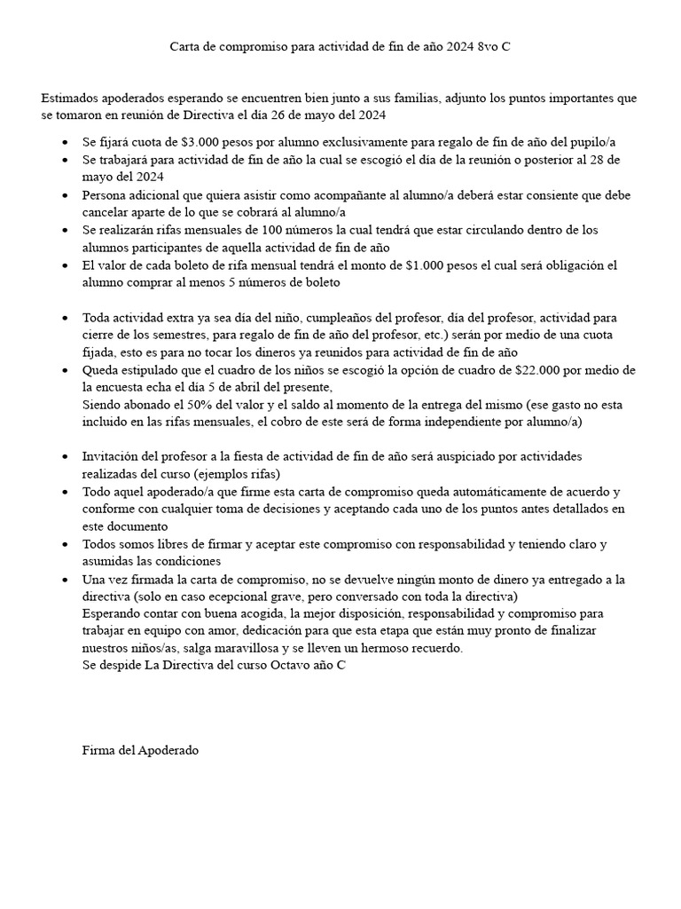 carta compromiso corregida | PDF