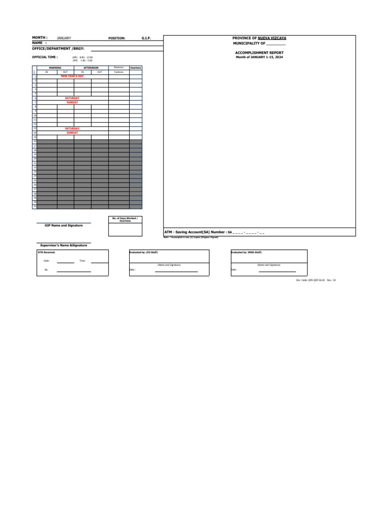 DTR Format 2024 | PDF