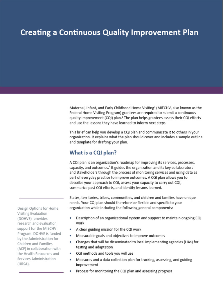 Creating CQI Plan | PDF | Goal | Methodology