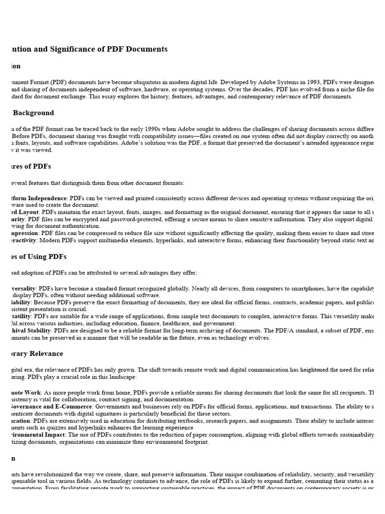 The Evolution and Significance of PDF Documents | PDF | Computing ... The Evolution and Significance of PDF Documents | PDF | Computing ...