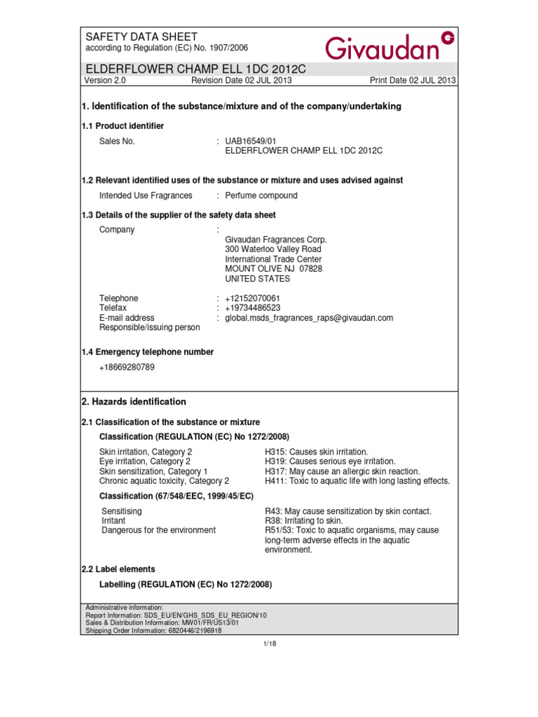 Fra-Liq-Meb-Elderflower CH Gcas 96491624 | PDF | Dangerous Goods | Toxicity