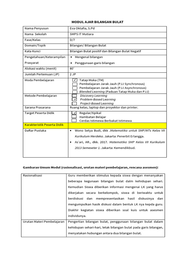 Modul Bilangan Bulat 1'24 | PDF