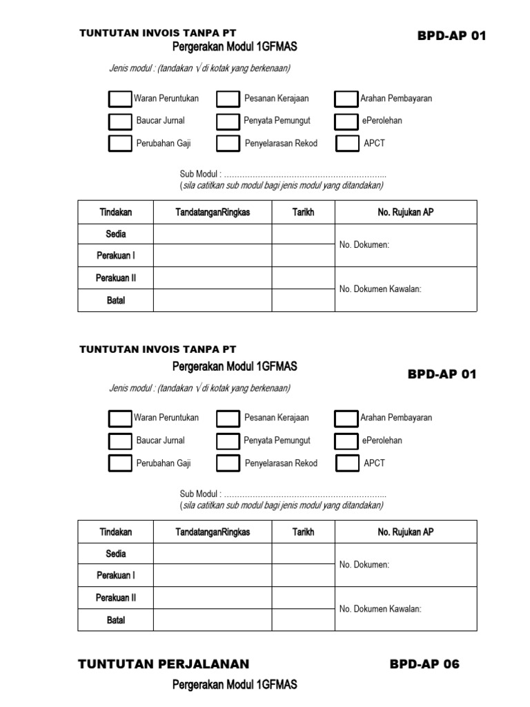 Borang Pergerakan Baucar 1gfmas | PDF