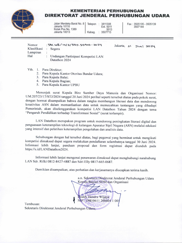 Undangan Partisipasi Kompetisi LAN Datathon 2024 | PDF