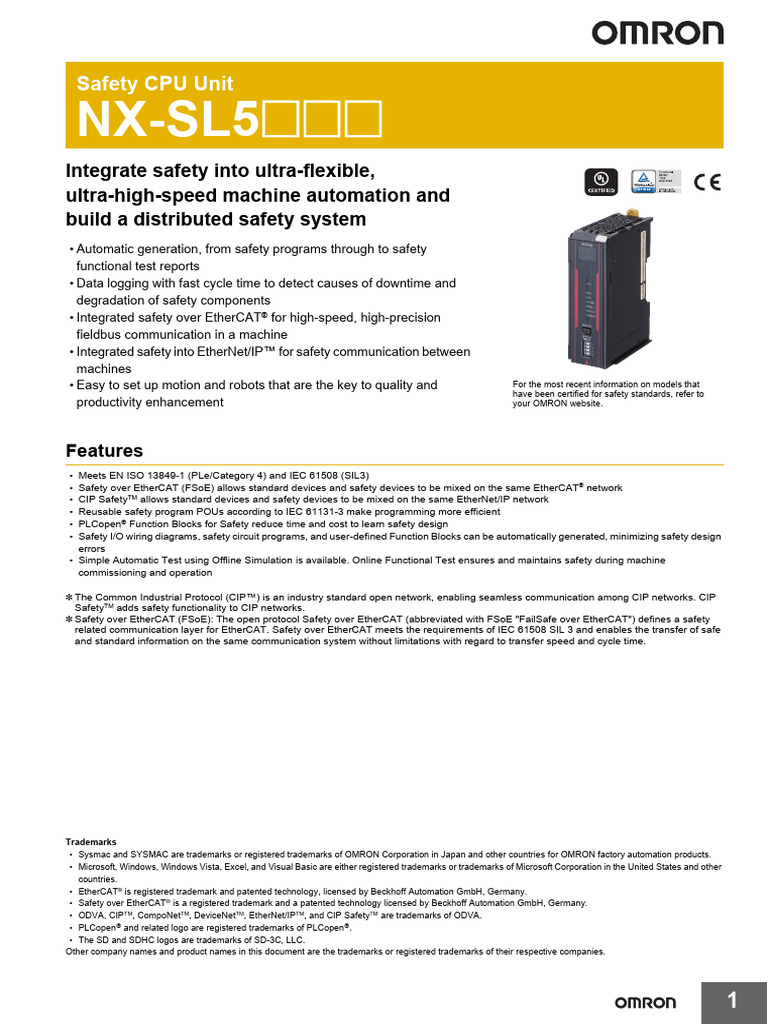 f124 nx-sl5 Safety Cpu Unit Datasheet en | PDF | 64 Bit Computing | Input/Output