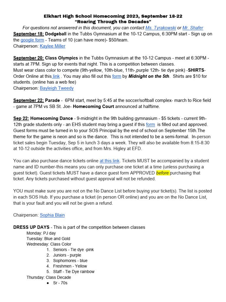 Everything Homecoming 2023 | PDF