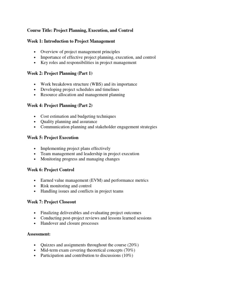 Project Planning Execution and Control | PDF | Project Management ...