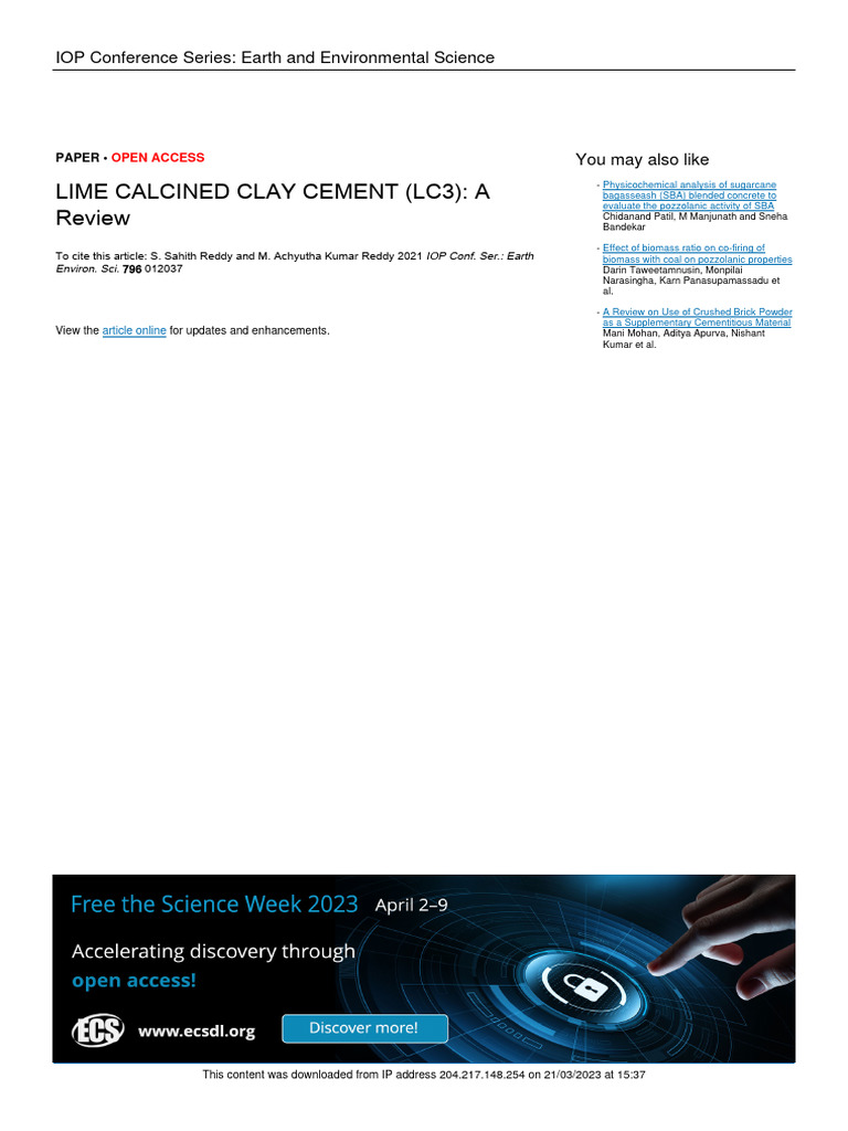 Review of Lime Calcined Clay Cement | PDF | Cement | Concrete