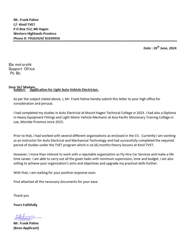 MR Frank Palme Application Documents | PDF | Career & Growth