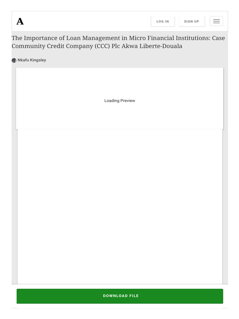 (DOC) The Importance of Loan Management in Micro Financial Institutions - C010854 | PDF