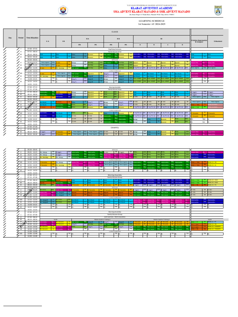 2024-2025_S1_Learning_Schedule-1 | PDF