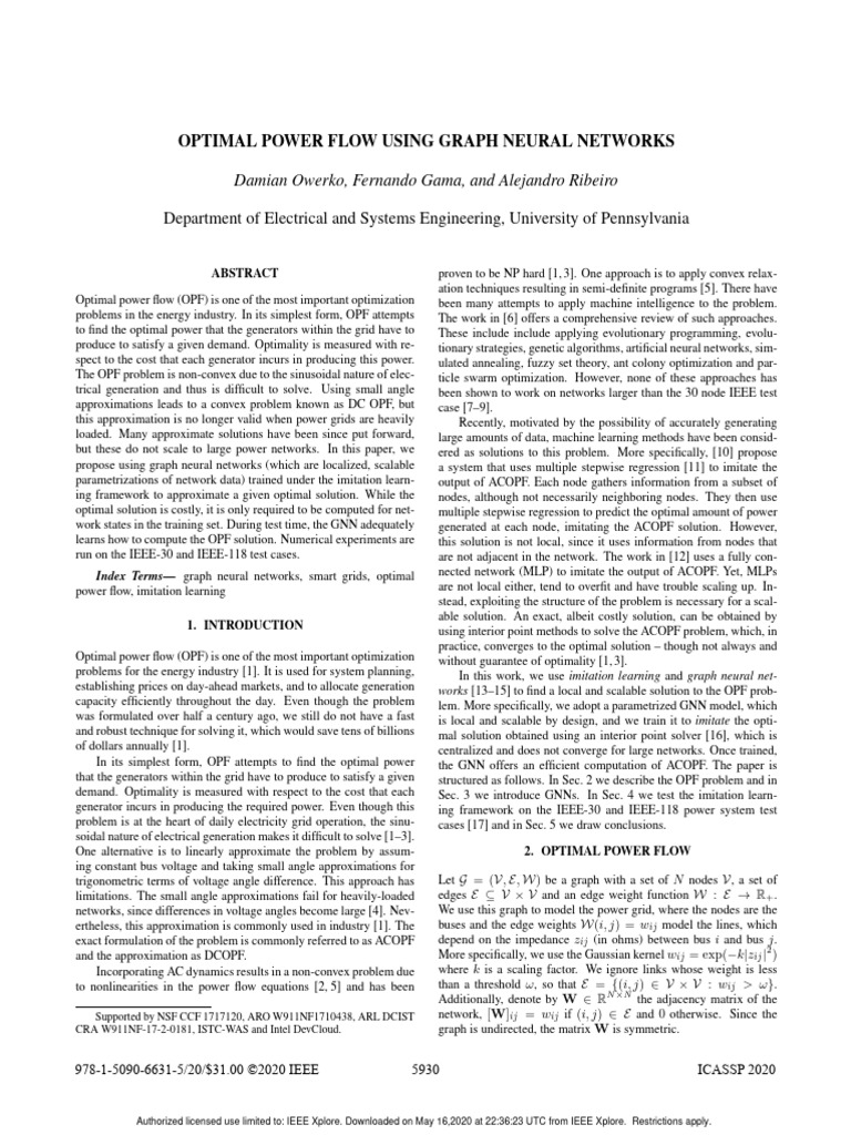 Optimal Power Flow Using Graph Neural Networks | Download Free PDF | Mathematical Optimization ...