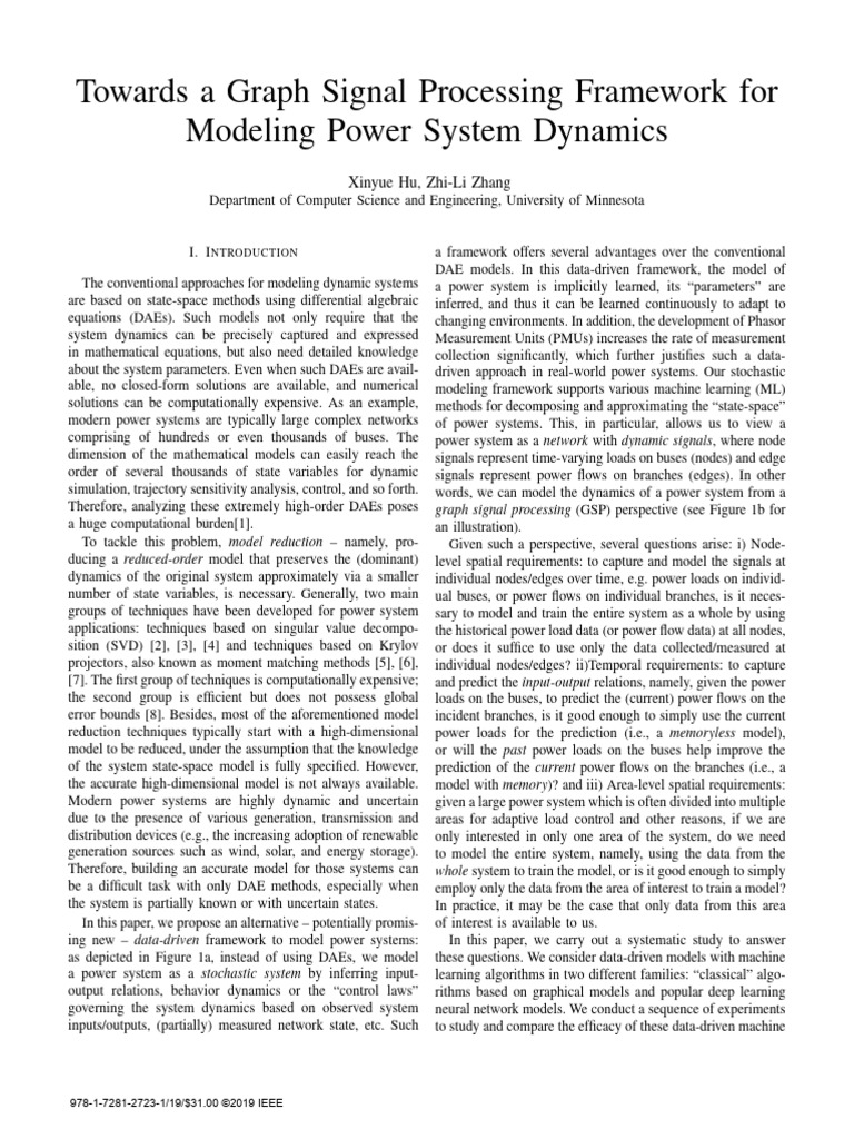towards a graph signal processing framework for modeling power system dynamics | Download Free ...