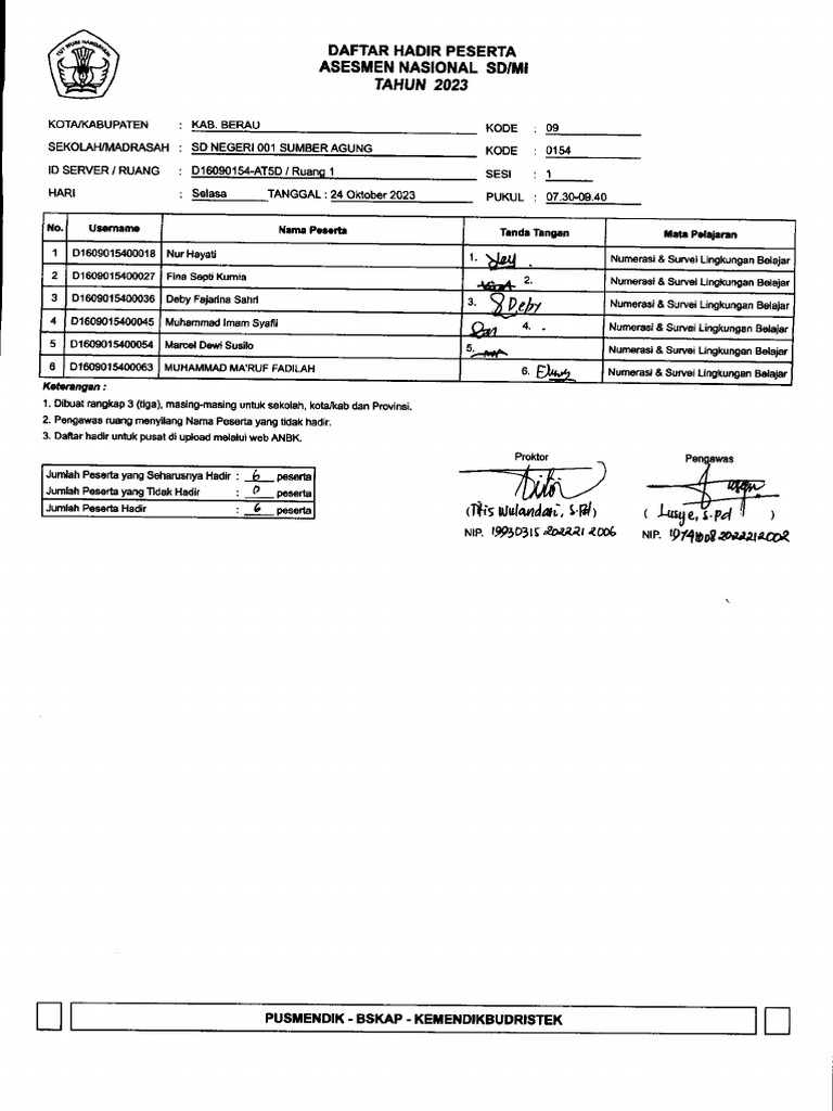 Daftar - Hadir - 20231025 - 0002 | PDF
