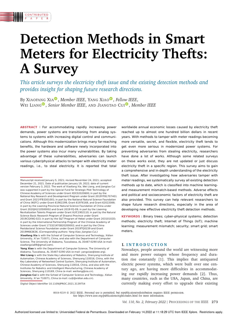Detection Methods in Smart Meters For Electricity Thefts A Survey | PDF | Microcontroller ...