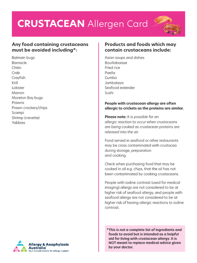 Crustacean Allergy Safety Guide | PDF | Food Allergy | Crustacean