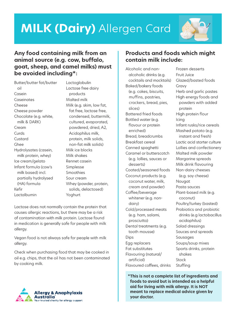 Milk Allergy Safety Guidelines | PDF | Milk | Food Allergy