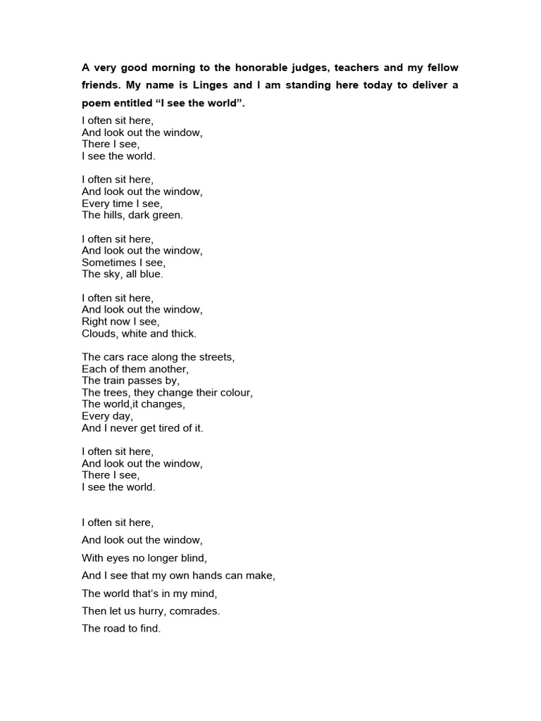 A Very Good Morning To The Honorable Judges | PDF | Poetry