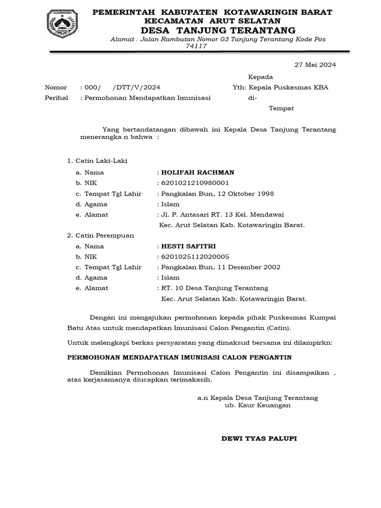 Surat Catin Desi Lestari | PDF