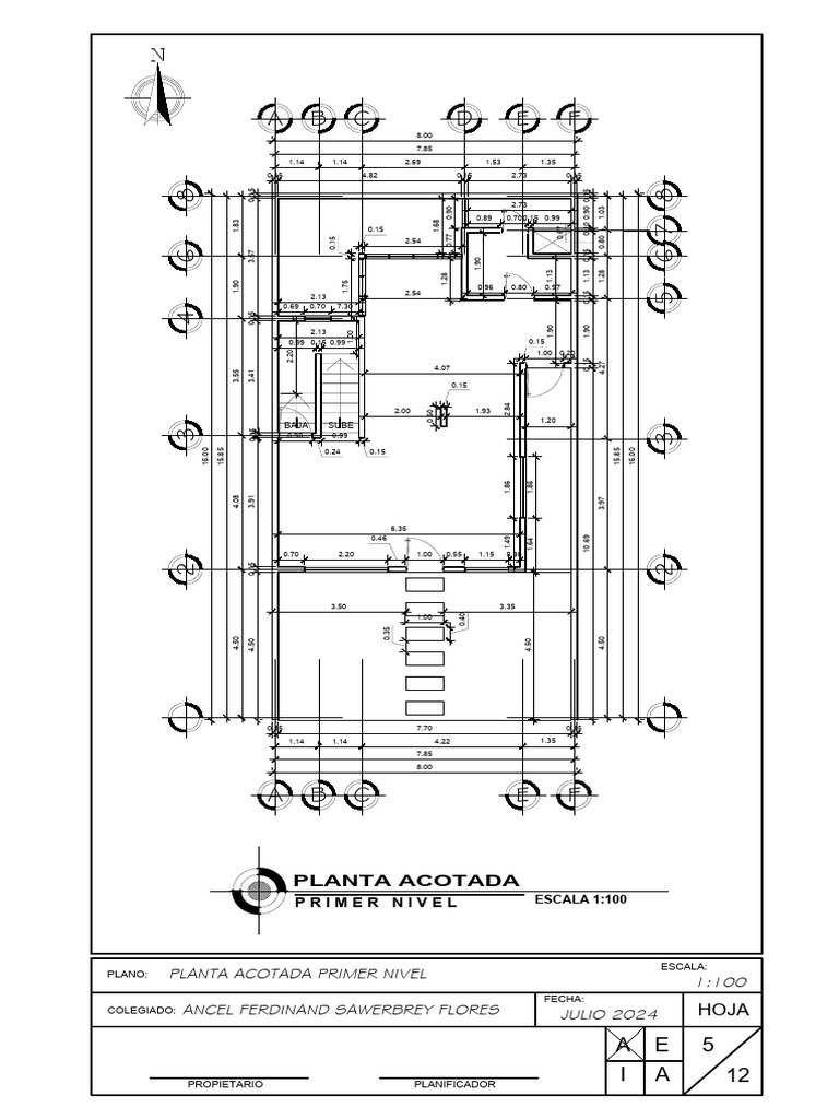 Arq-5 Plano Acotado Primera Planta | PDF